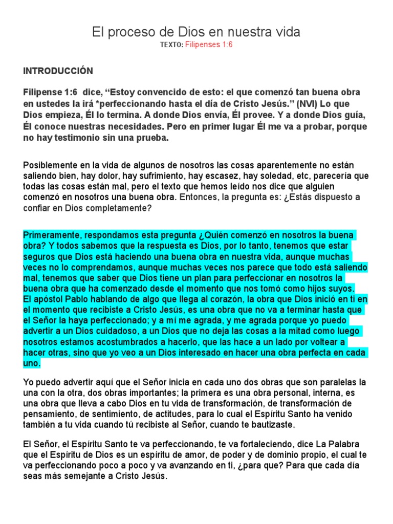 El Proceso de Dios en Nuestra Vida | PDF | Cristo (título) | espíritu Santo