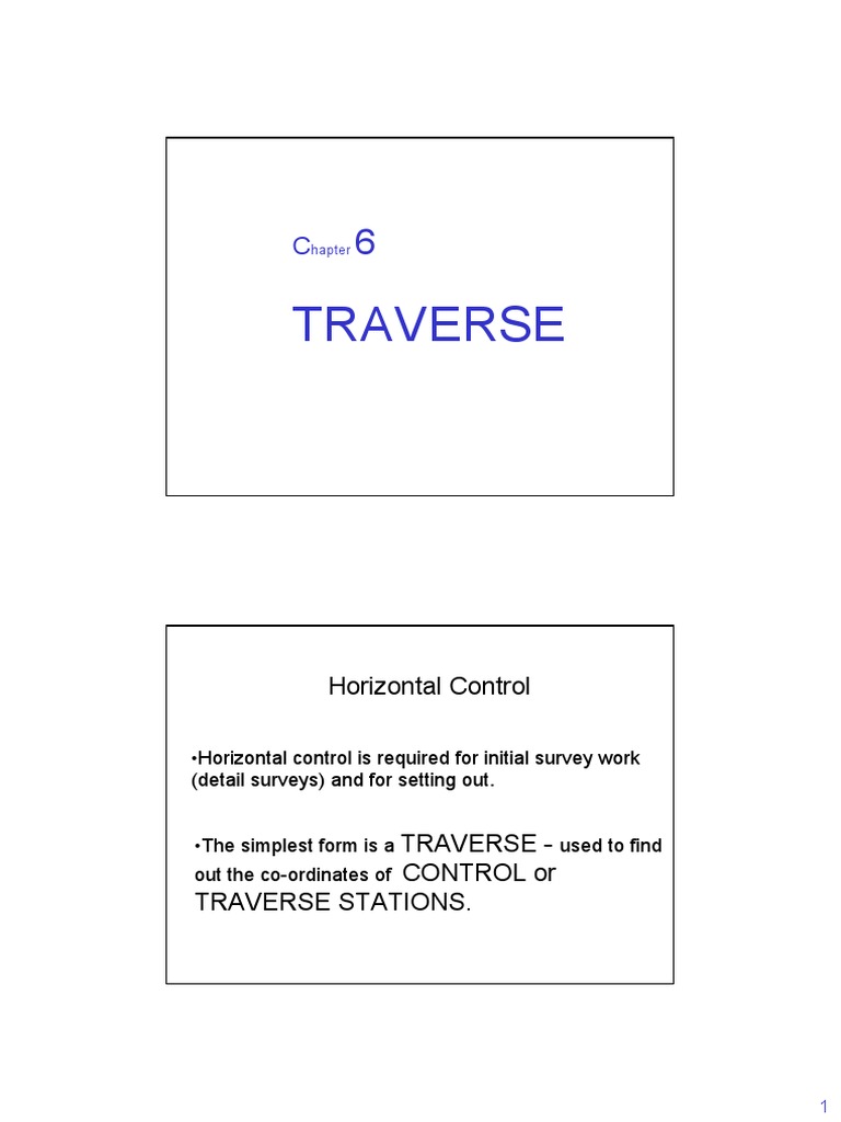 Horizontal Control and Traverse Methods | PDF | Surveying | Azimuth