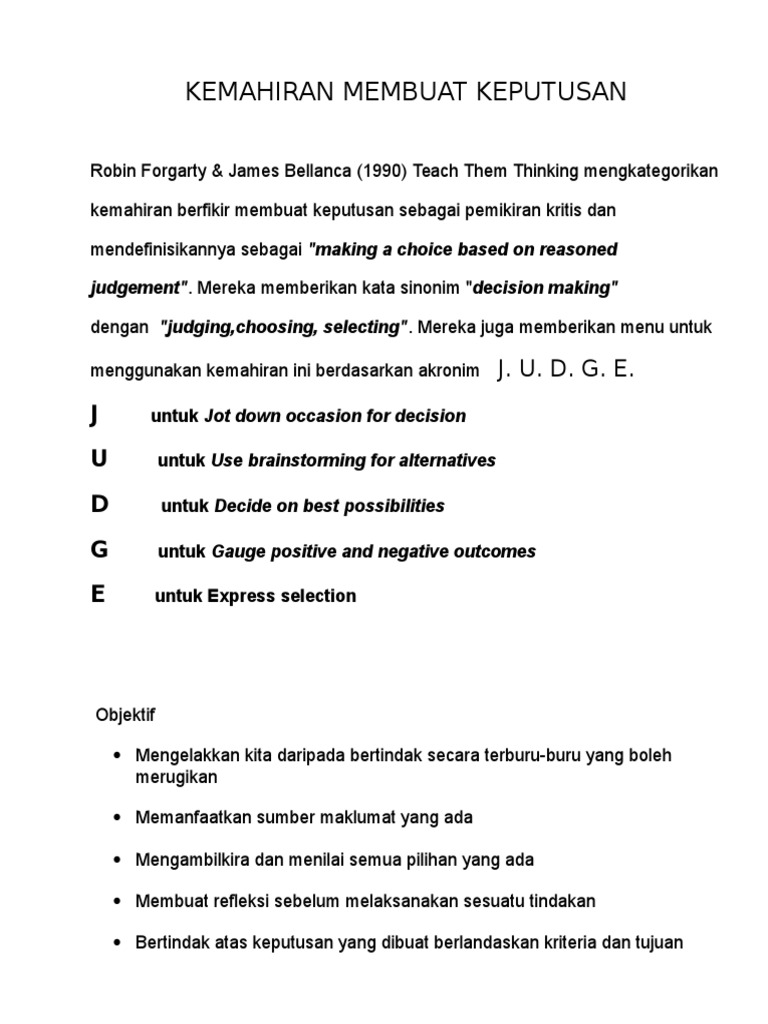 Kemahiran Membuat Keputusan | PDF