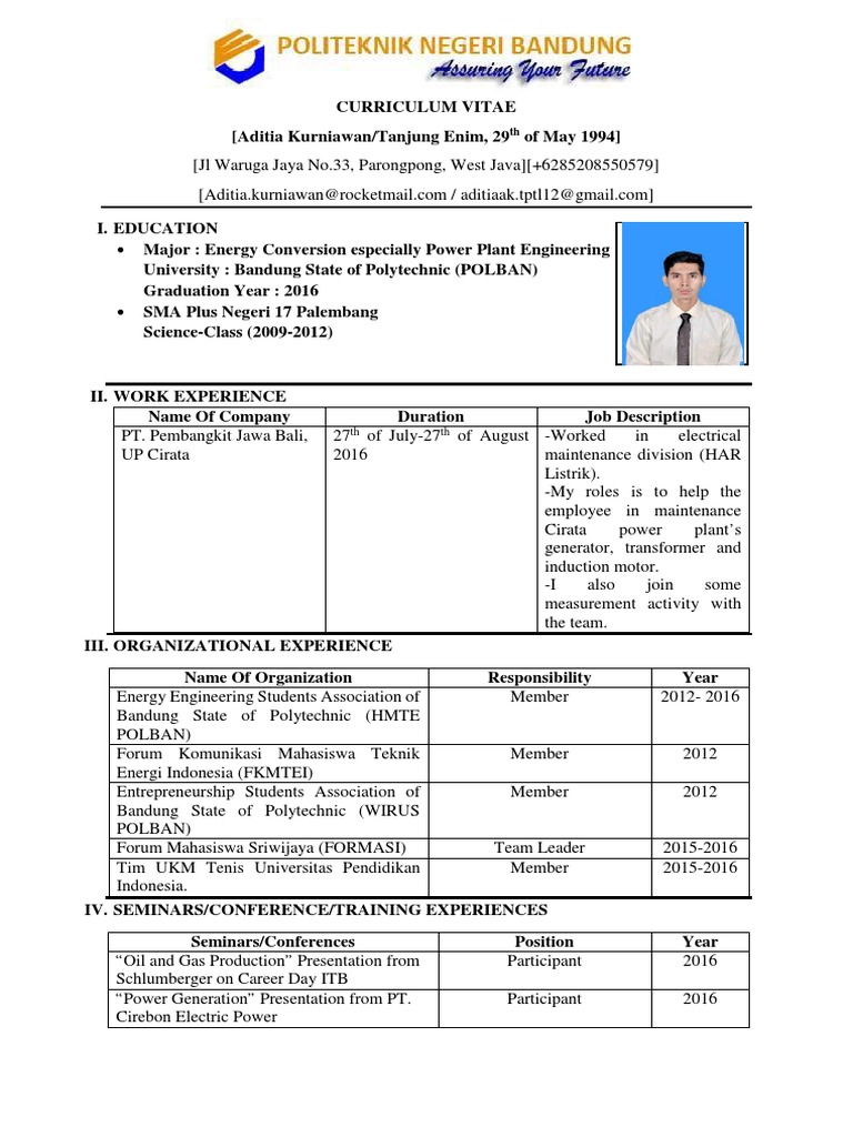 Contoh Pembuatan CV | Download Free PDF | Power (Physics) | Physical ...