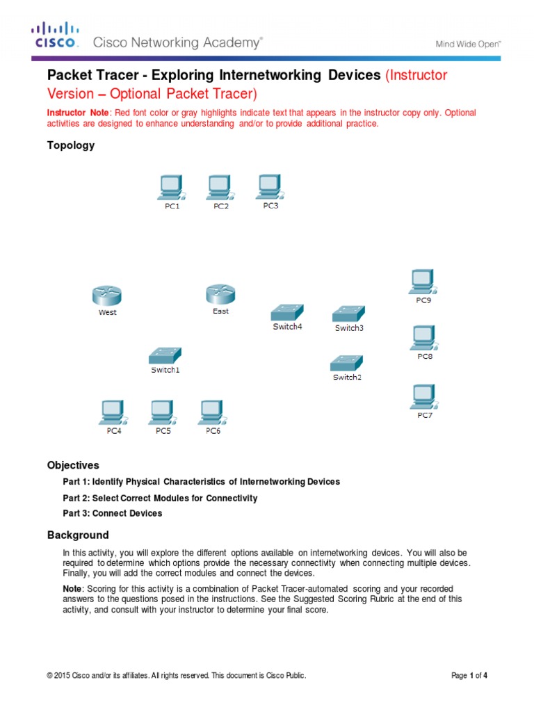 6.3.1.8 Packet Tracer - Exploring Internetworking Devices - ILM | PDF | Router (Computing ...