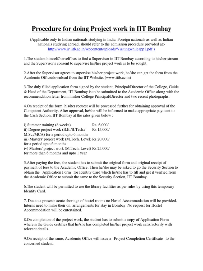 IIT Bombay Project Work Guide | PDF