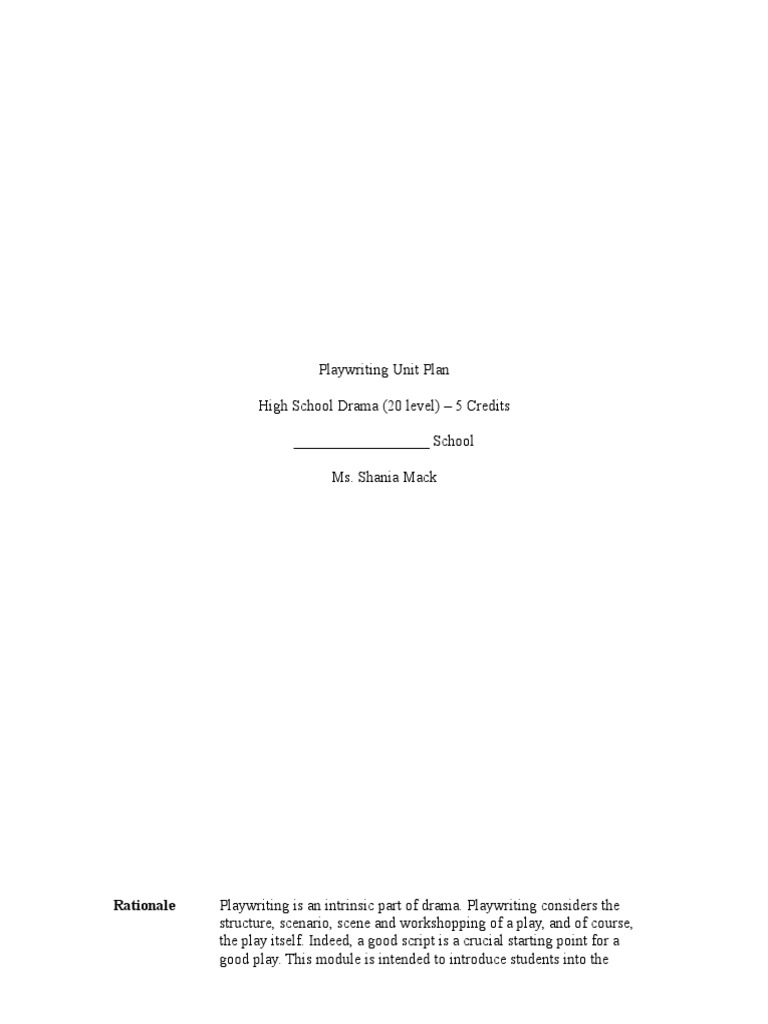 High School Playwriting Course | PDF | Playwright | Multiple Choice