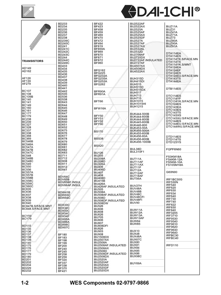 Transistors & ICs Cross Ref PDF | PDF | Electrical Components ...