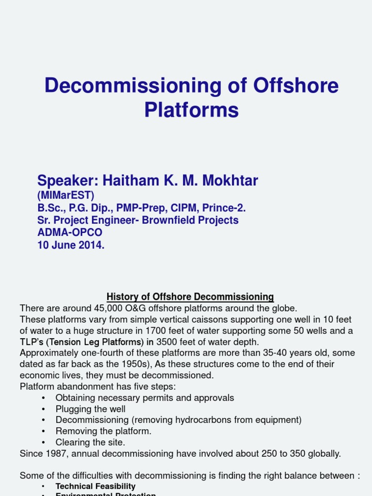 Decommissioning of Offshore Platforms PDF | PDF