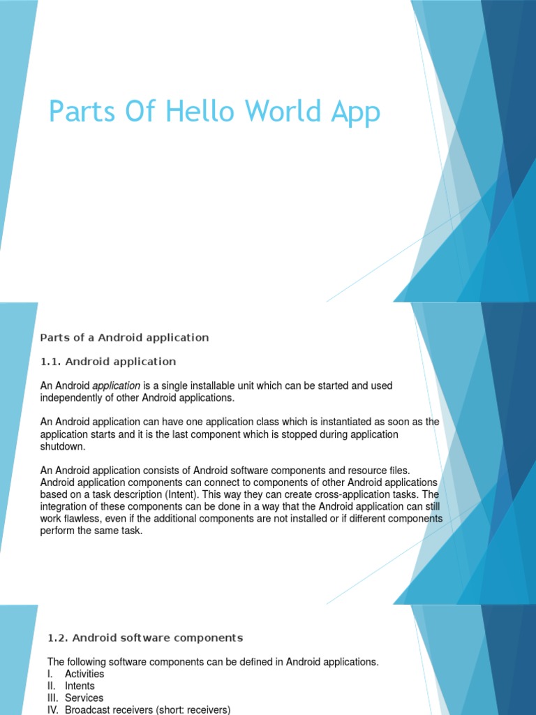 Parts of HelloWorld Application | PDF | Computer File | Android ...