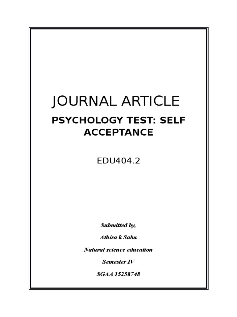 Self Acceptance | PDF | Survey Methodology | Questionnaire