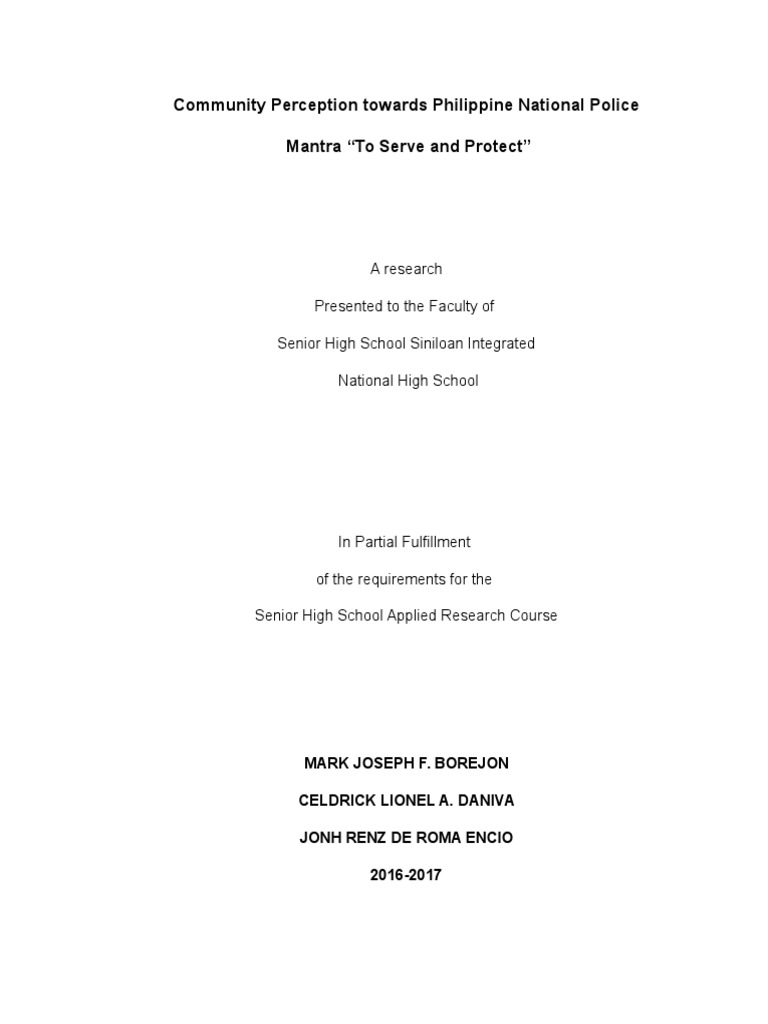 Community Perception of PNP Mantra | PDF | Survey Methodology ...