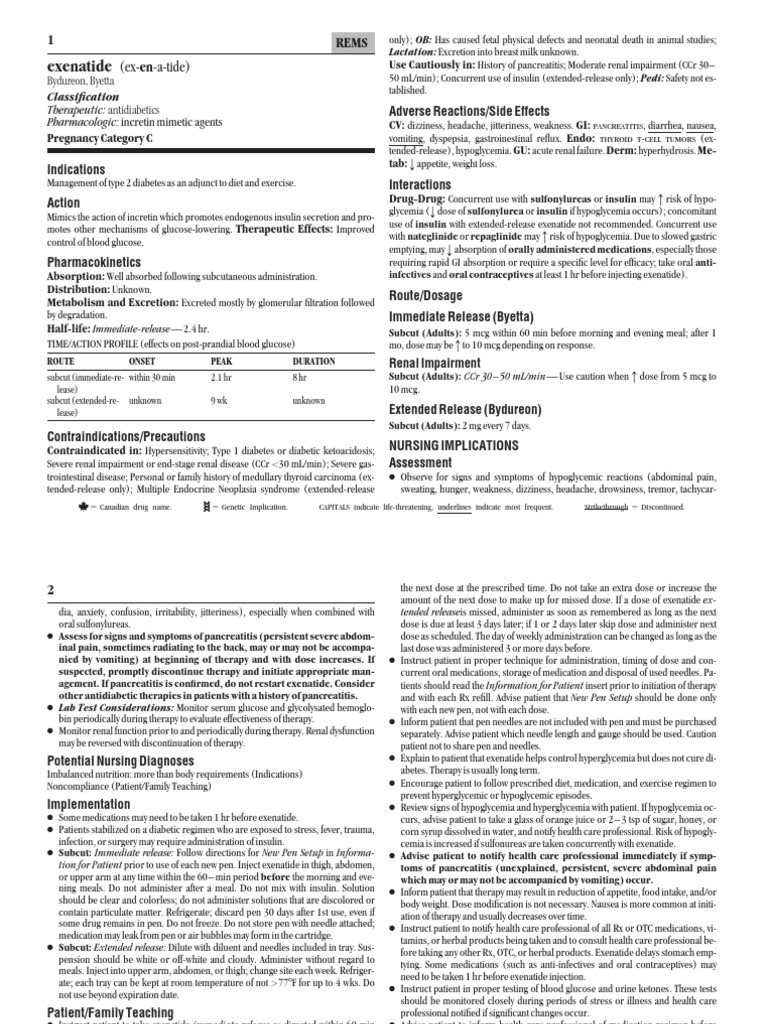 Exenatide Pdf Pdf Hypoglycemia Medical Treatments