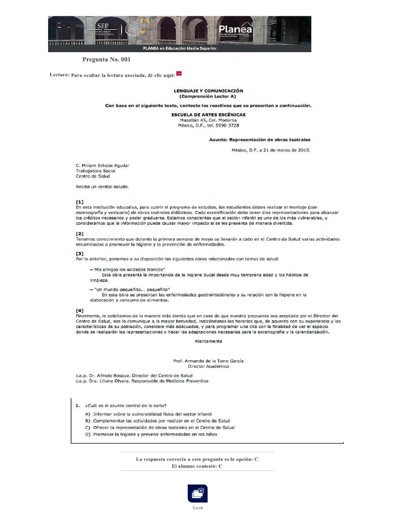 PLANEA - Examen Media Superior 2016 001 | PDF