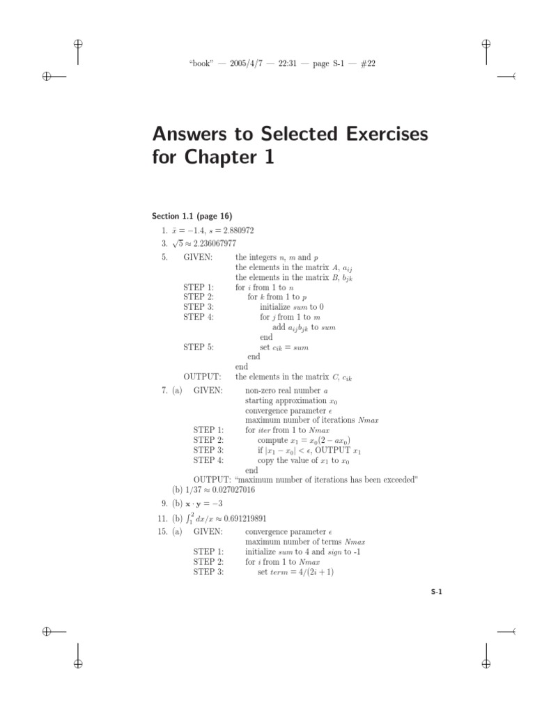 Answers To Selected Exercises For Chapter 1: Section 1.1 (Page 16 ...