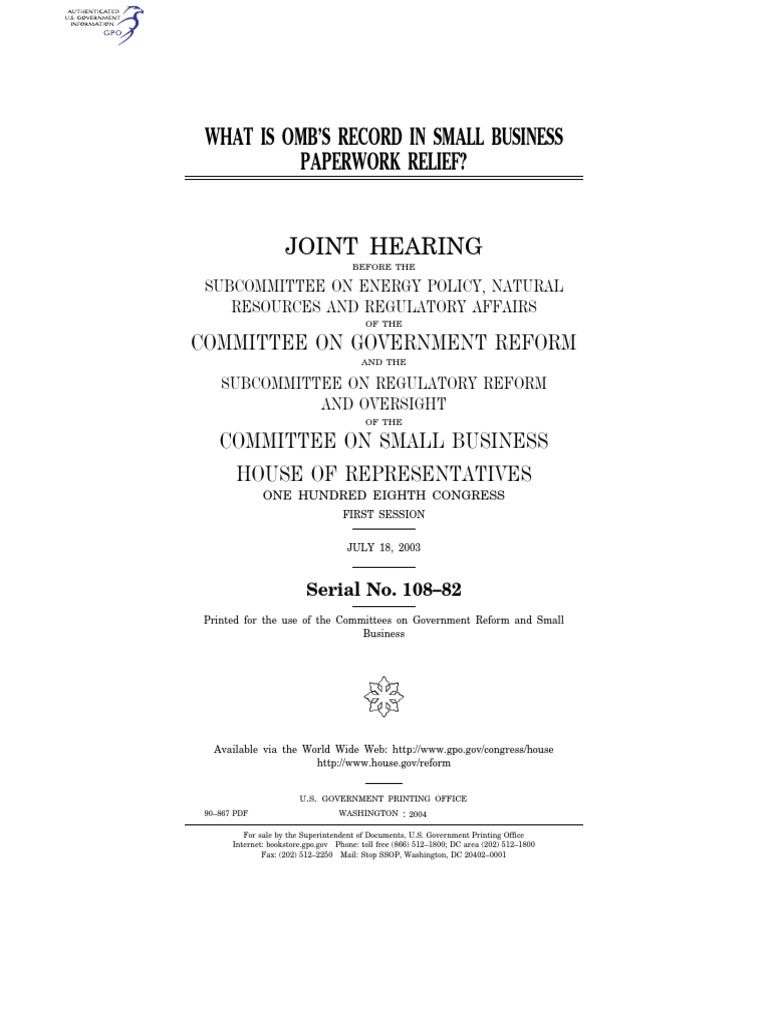OMB Small Business Paperwork Relief | PDF | Office Of Management And ...