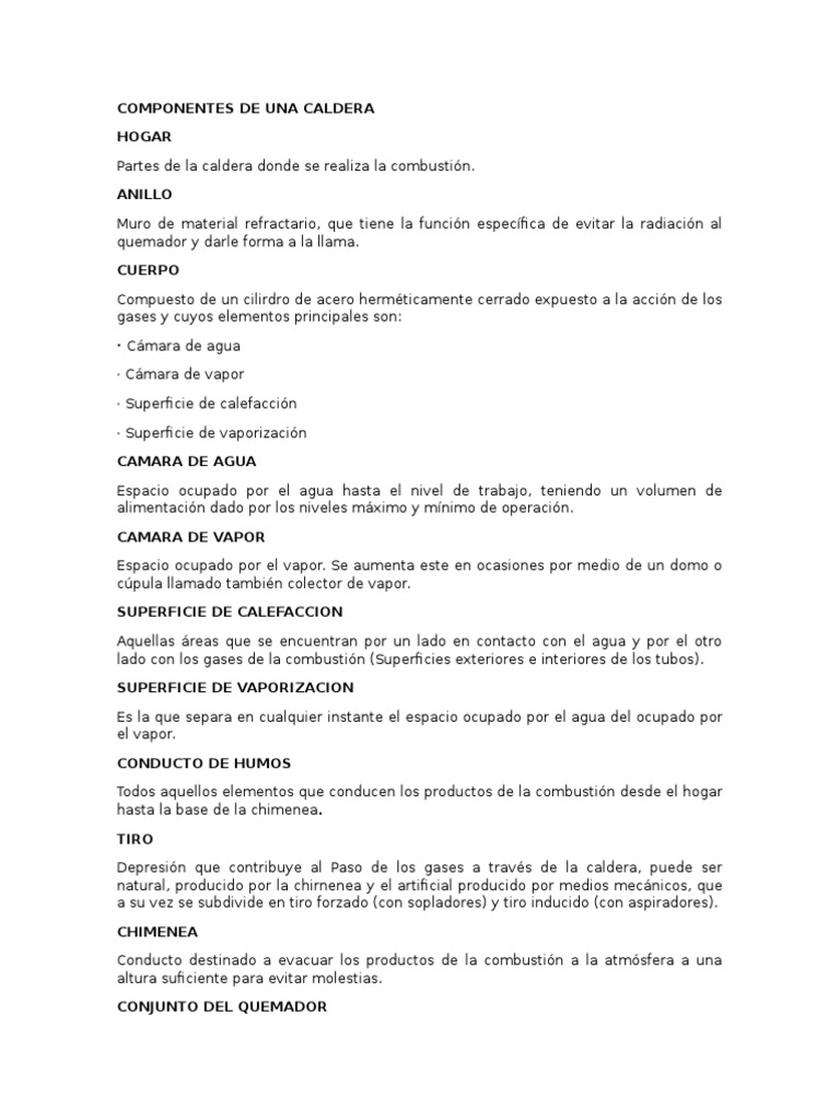 Componentes de Una Caldera | PDF | Hogar | Combustión