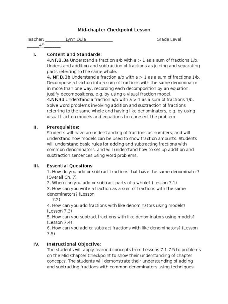4th Grade Fraction Addition/Subtraction | PDF | Fraction (Mathematics ...