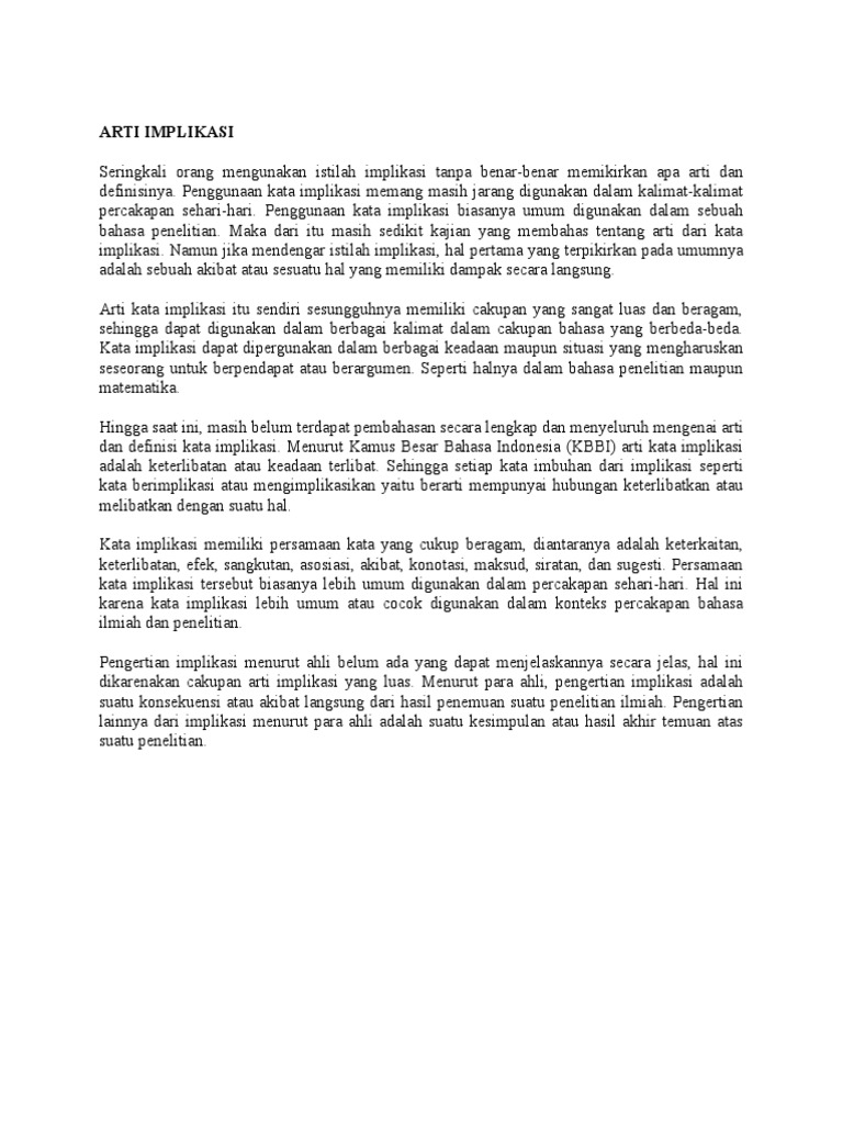 Arti dan Definisi Implikasi | PDF