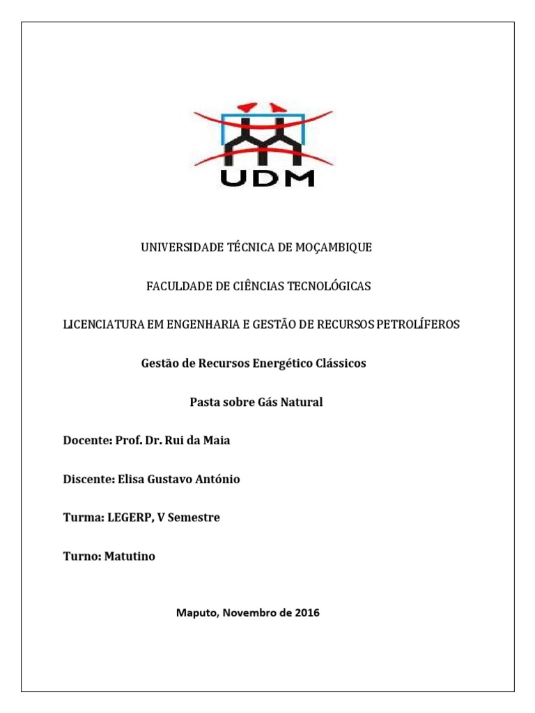 Universidade Técnica de Moçambique | PDF | Gás natural | Natureza