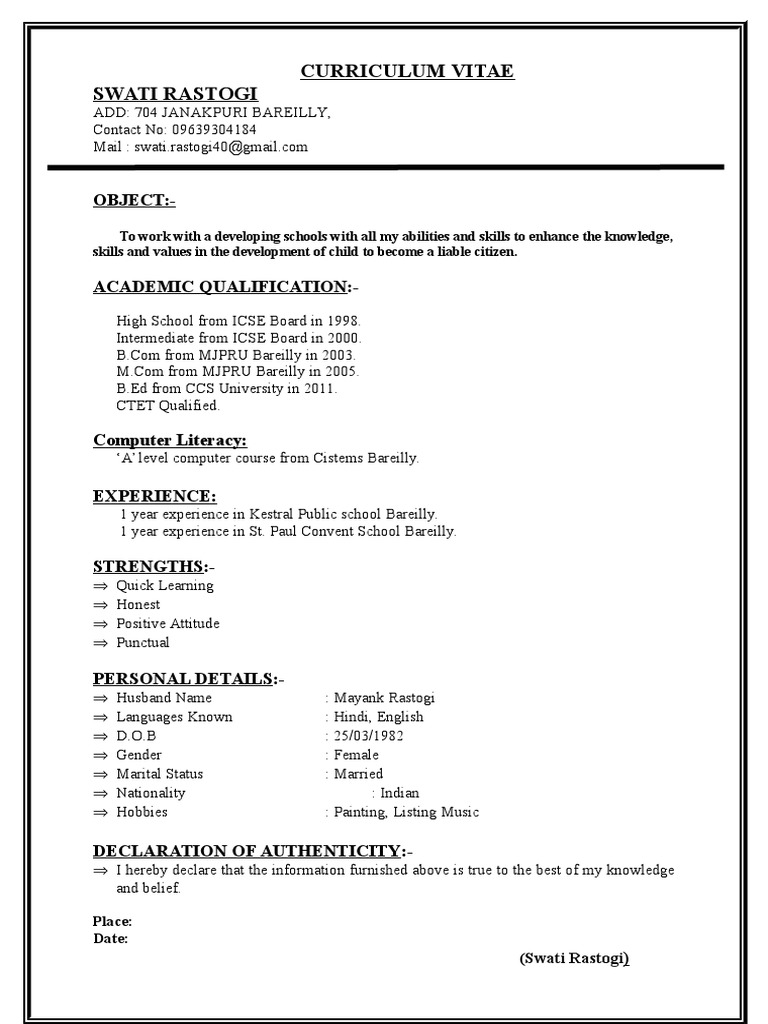 Swati Rastogi Resume | PDF
