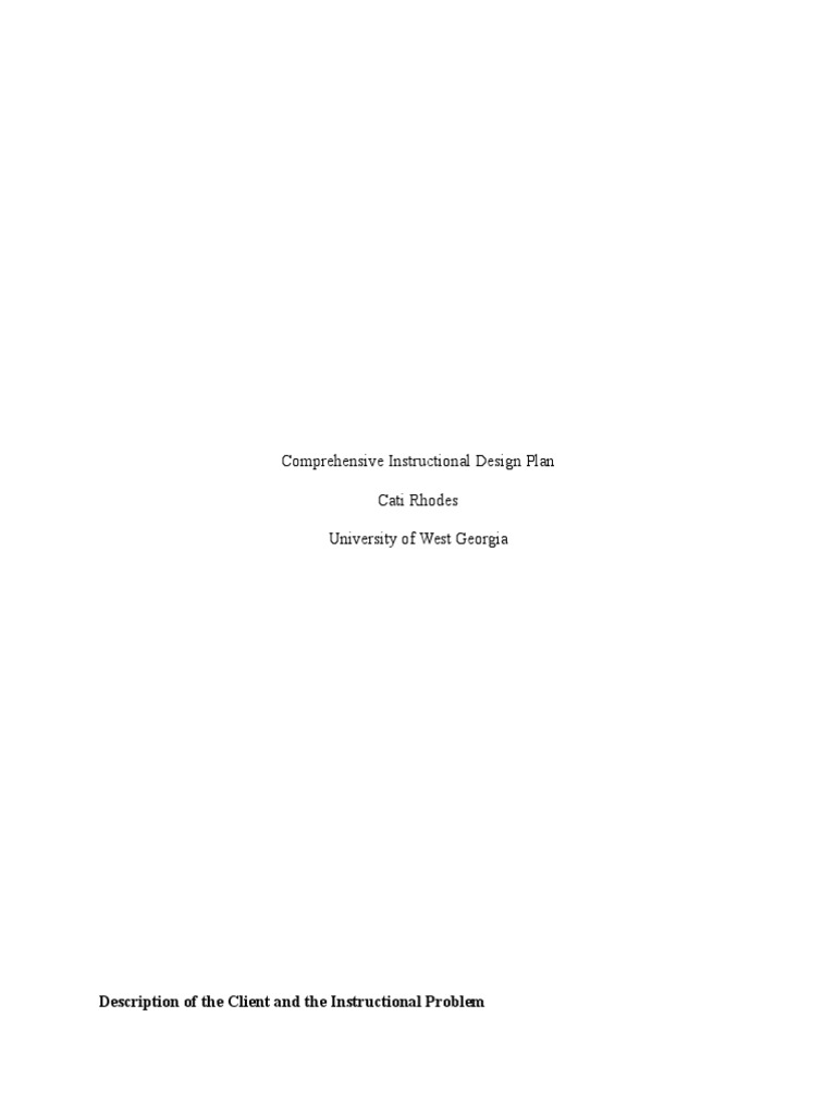 Comprehensive Instructional Design Plan | PDF | Instructional Design ...
