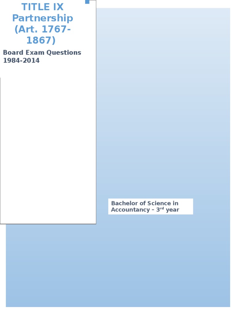 Partnership (Questions Only) | PDF | General Partnership | Partnership