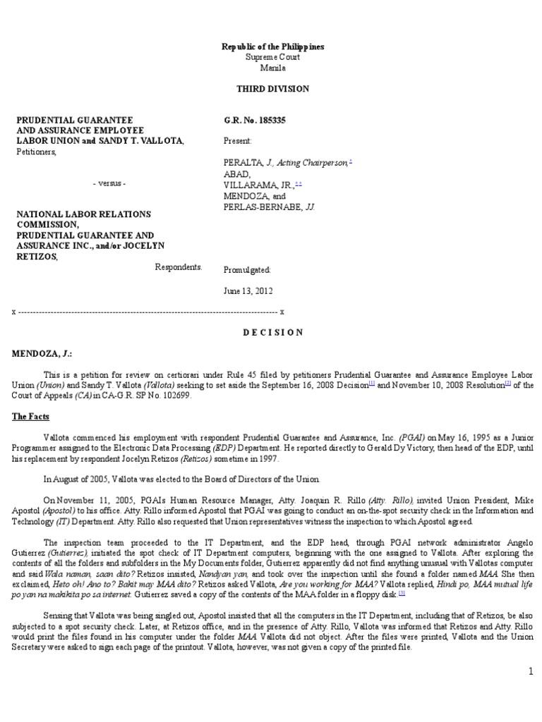 Sample Labor Case | PDF | Certiorari | Employment