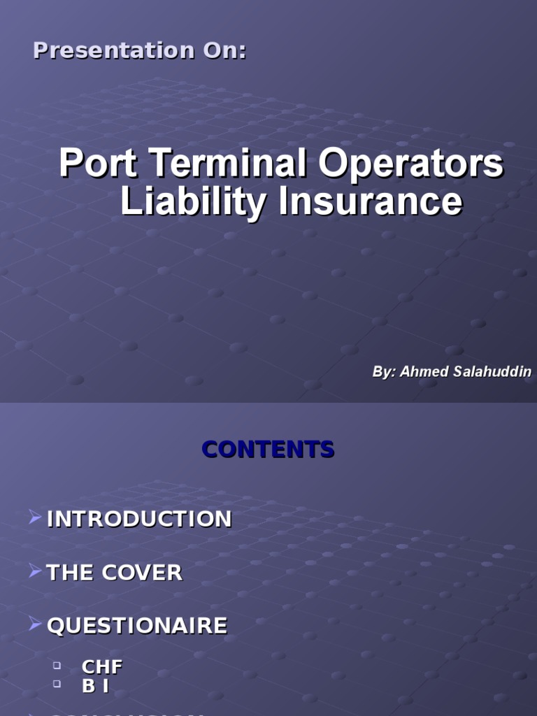 Port Terminal Operator Liability Insurance by Mr. Ahmed Sala | PDF ...