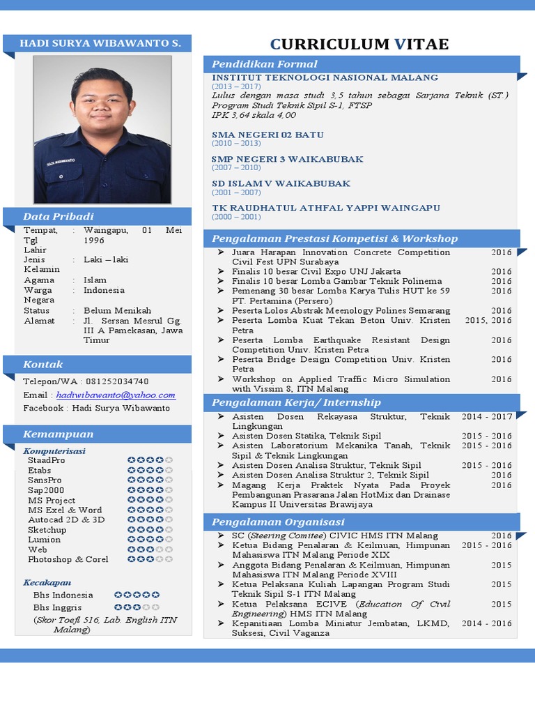 Cv. Hadi Surya Wibawanto Sunarwadi | PDF