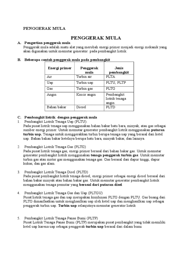 Pengertian Penggerak Mula | PDF