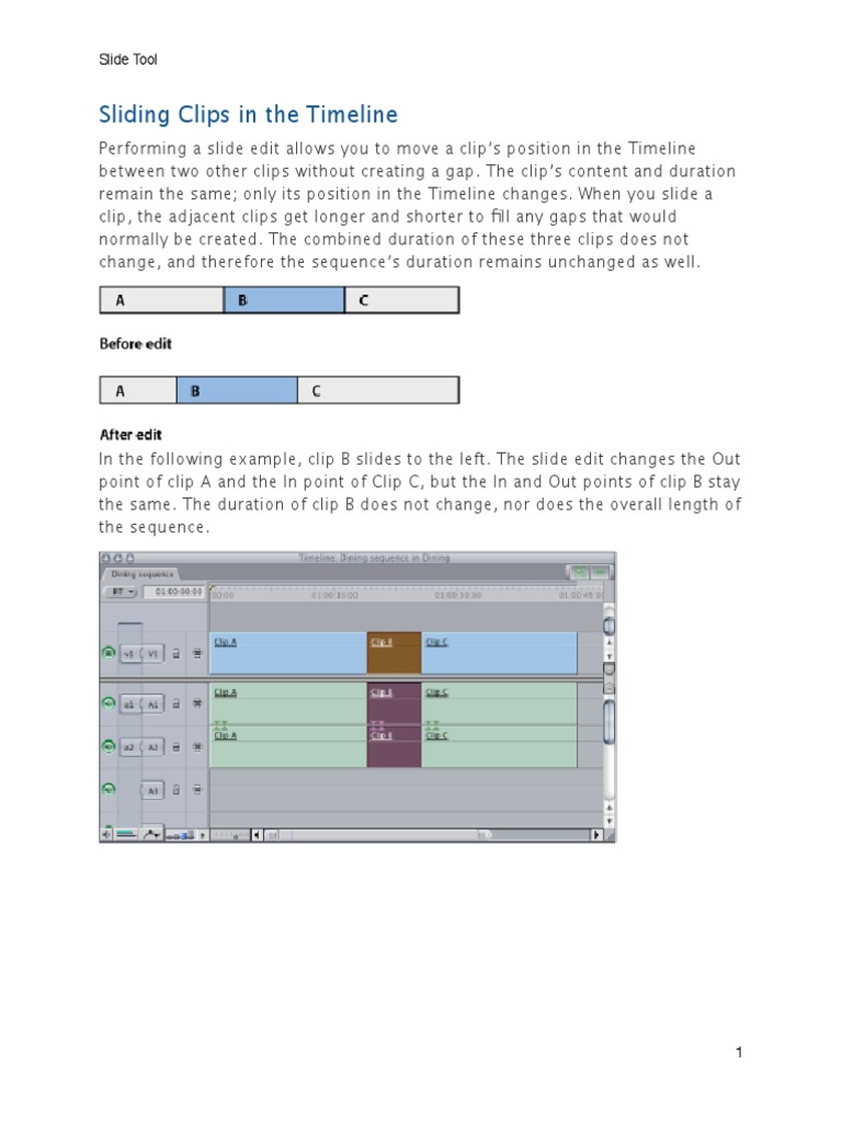Sliding Clips in The Timeline: Slide Tool | PDF