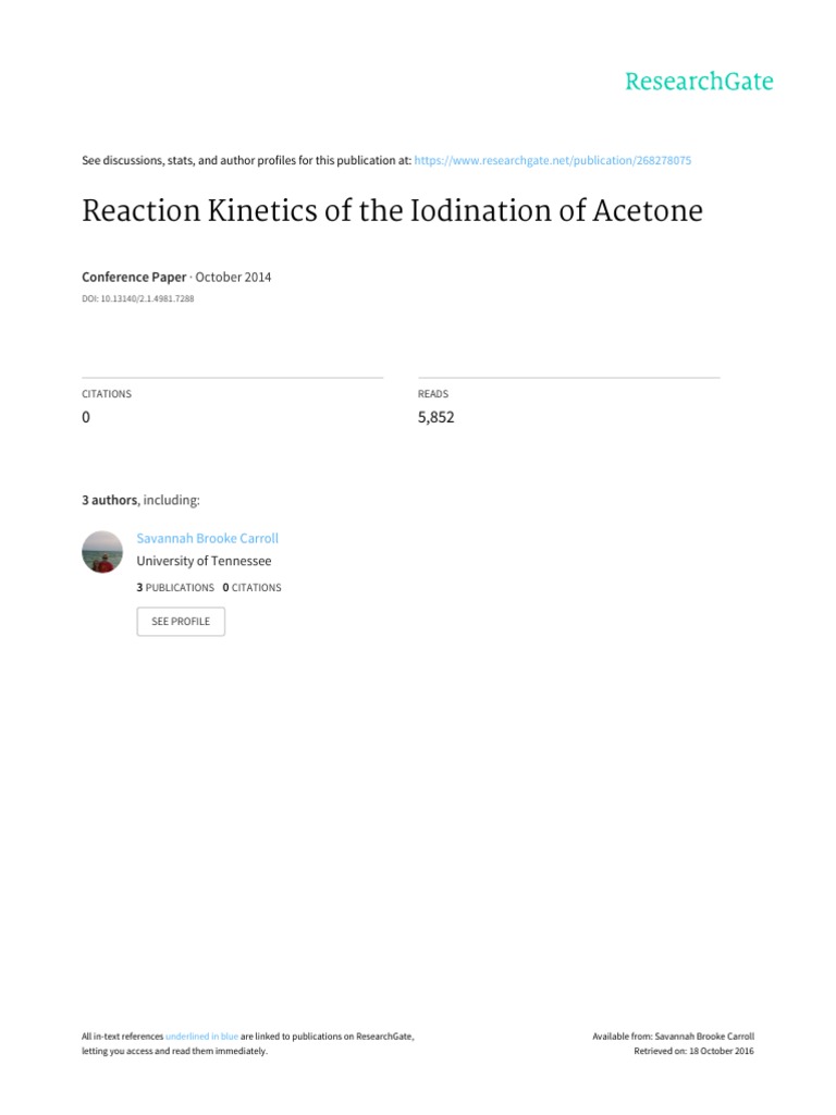 Iodinization of Acetone | PDF | Applied And Interdisciplinary Physics ...