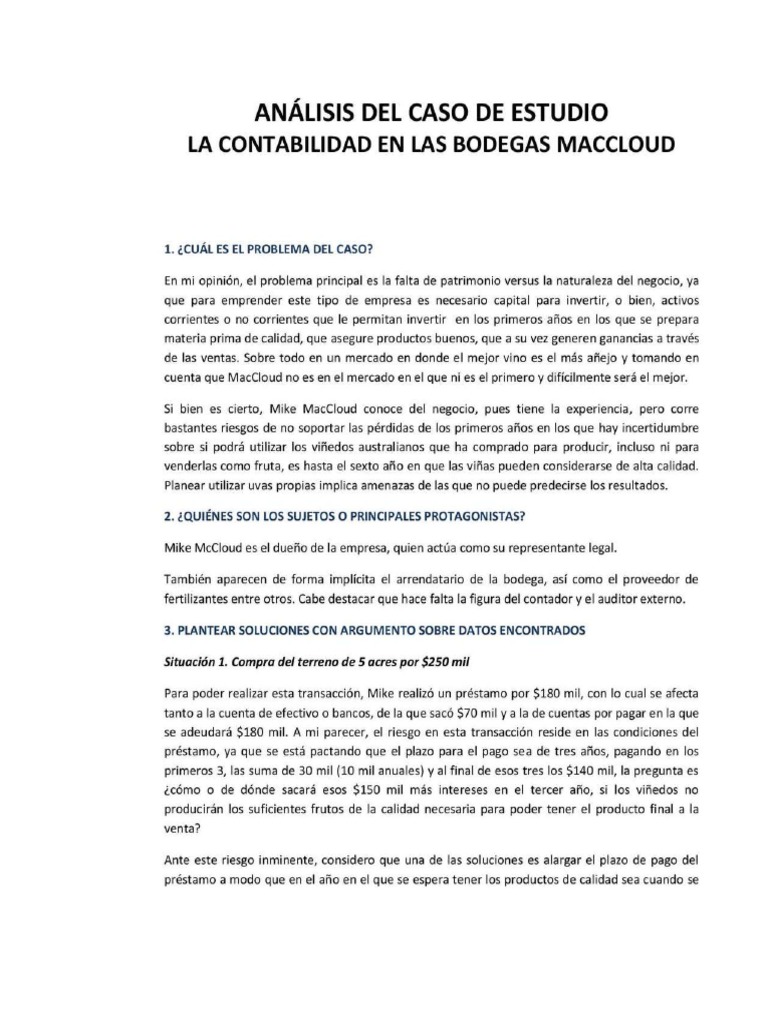 Caso #1 Bodegas MacCloud Excelente - PDF' | PDF
