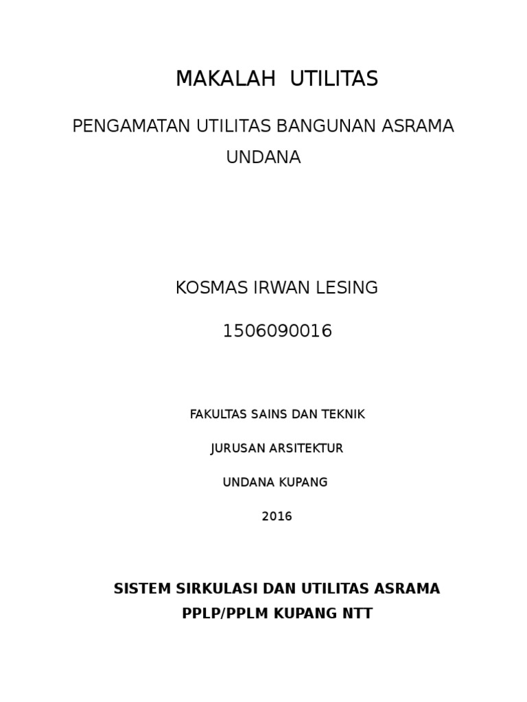 Studi Kasus Utilitas Bangunan Asrama Universitas Nusa Cendana | PDF