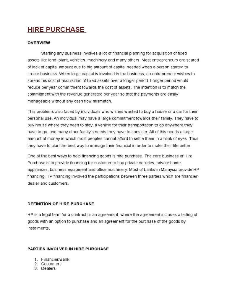 Understanding Hire Purchase Agreements | PDF | Annual Percentage Rate ...