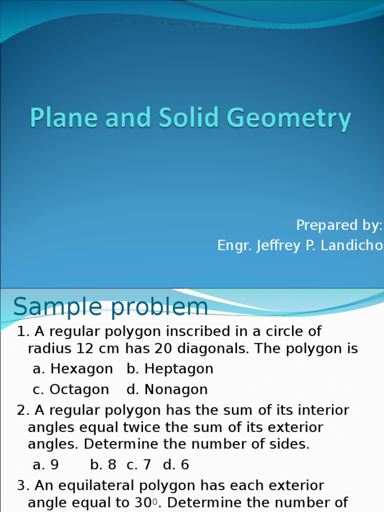 Plane and Solid Geometry - EE | PDF | Area | Triangle