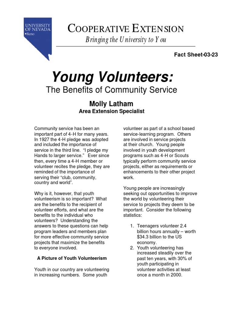 Article Community Services.pdf | Volunteering | Adolescence