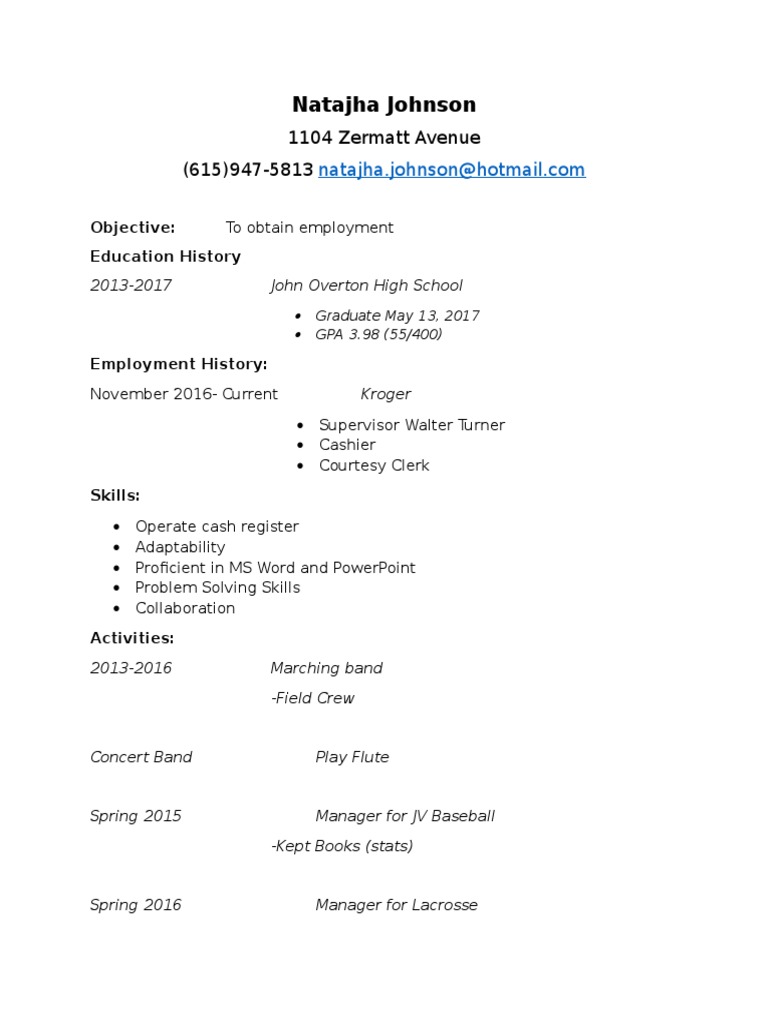 Natajha Johnson's Resume Overview | PDF