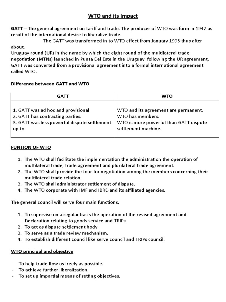WTO and Its Impact | PDF | World Trade Organization | Special Drawing ...
