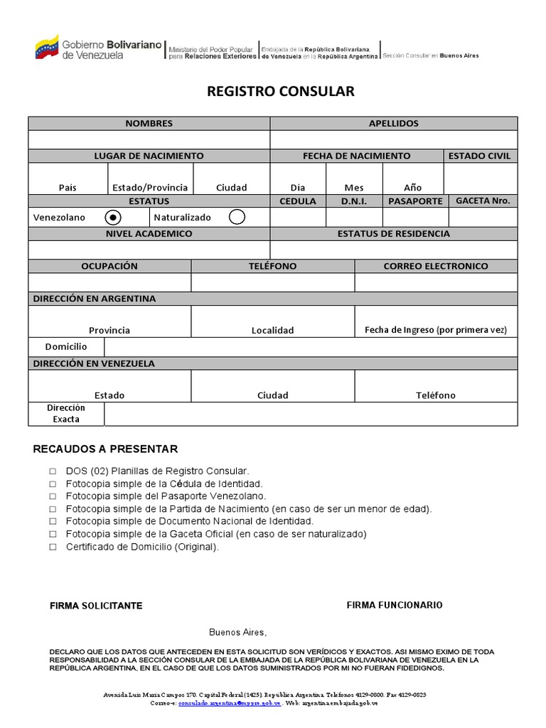 Modelo Registro Consular