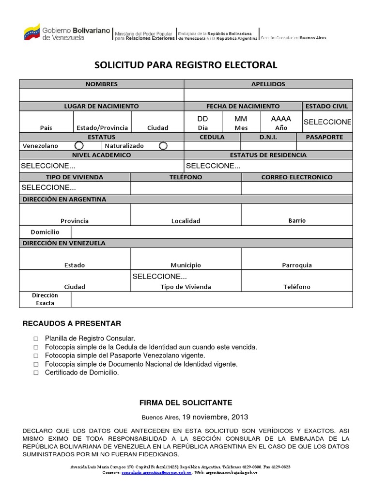 Solicitud De Registro Electoral Descargar Gratis Pdf Documentos