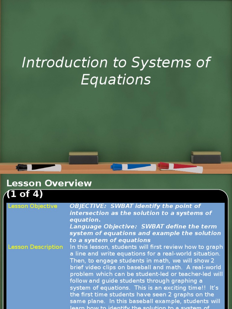 Ma 8ee8 Intro To Systems of Equations Lesson 01 Powerpoint | PDF ...