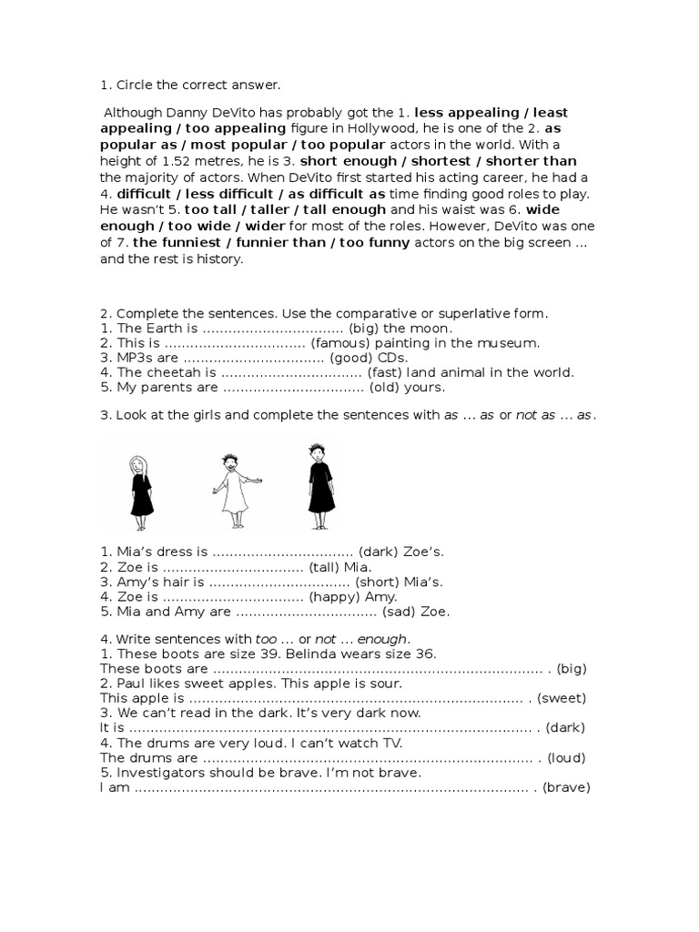 Comparative and Superlative Exercises | PDF | Home & Garden