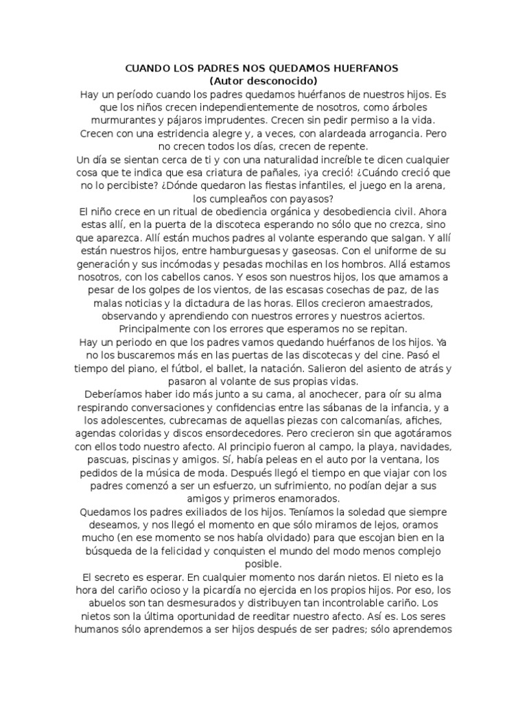 Cuando Los Padres Nos Quedamos Huerfanos | PDF