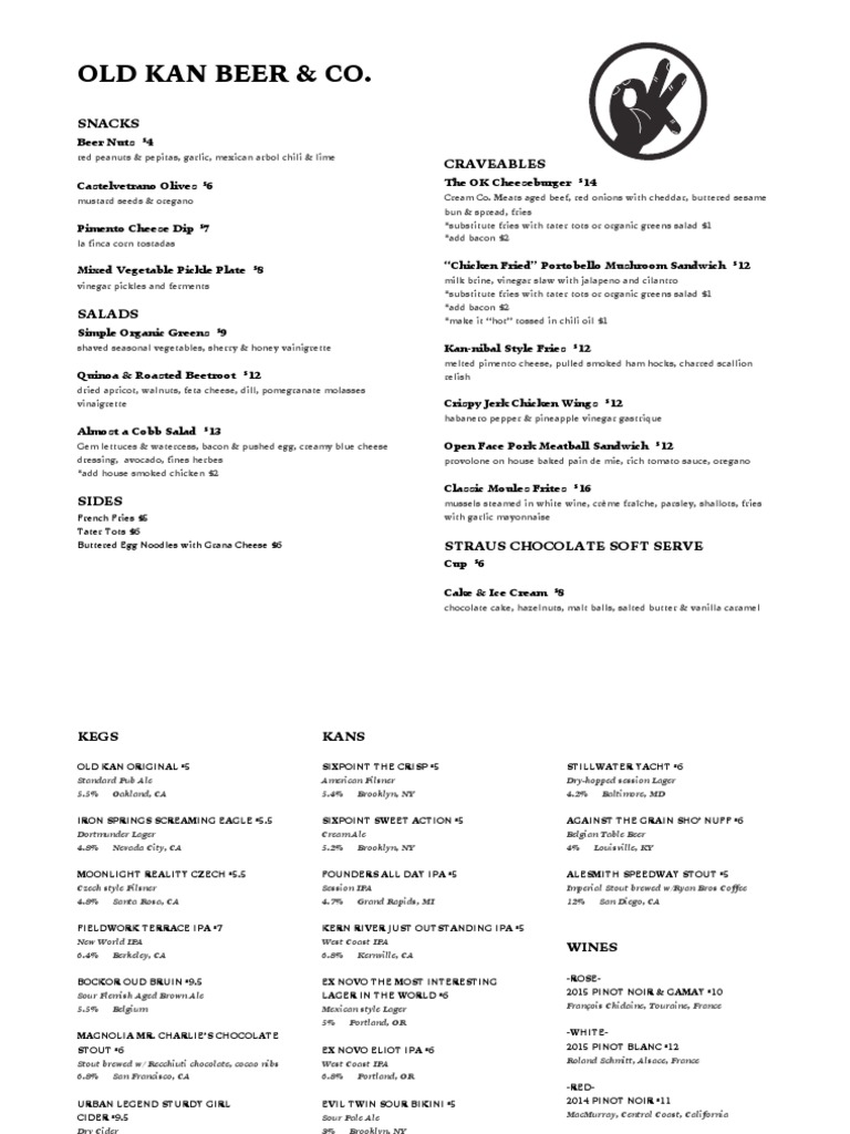 Old Kan Menu | Fermented Foods | Food And Drink Preparation | Free 30 ...