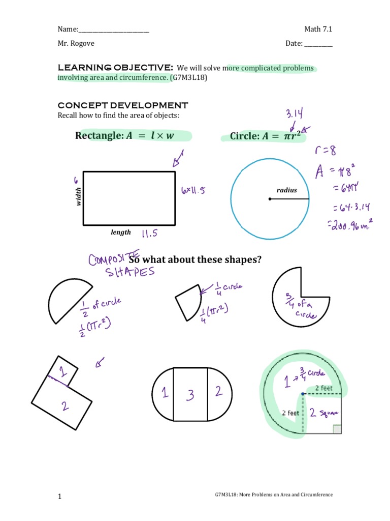 g7m3l18 - More Problems On Area and Circumference | PDF | Area | Circle