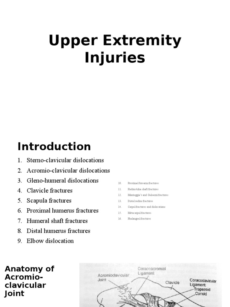 Upper Extremity Injury Overview | PDF | Elbow | Shoulder