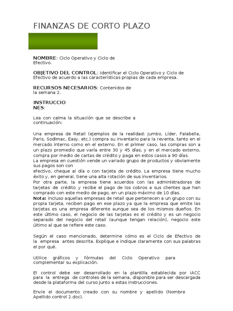 Control 2 Financia A Corto Plazo Iacc | PDF