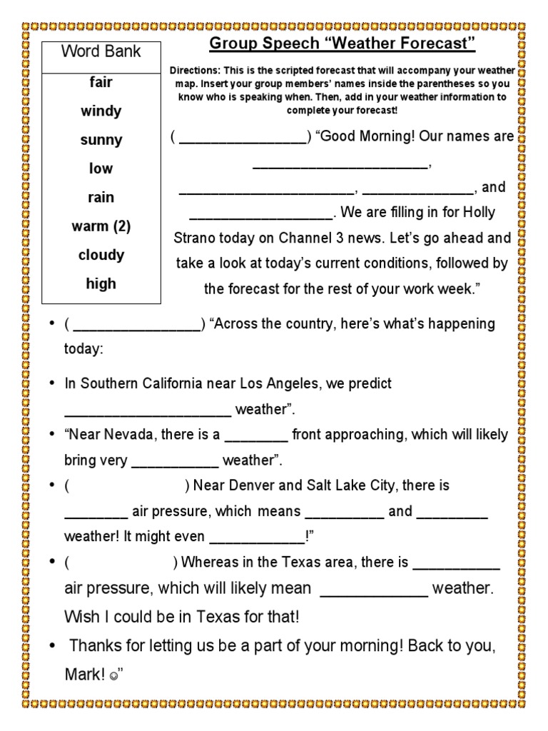 Student Weather Forecast Script | PDF | Foreign Language Studies