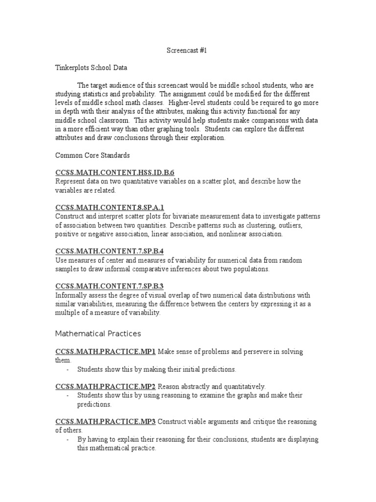 Screencast 1 | PDF | Correlation And Dependence | Teaching Mathematics