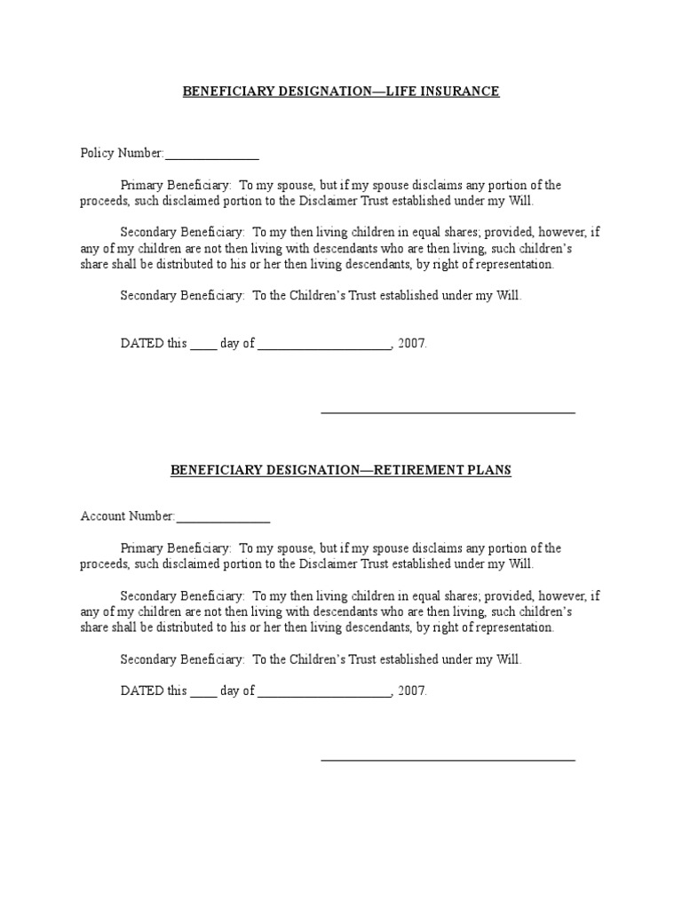 Beneficiary Designation | PDF