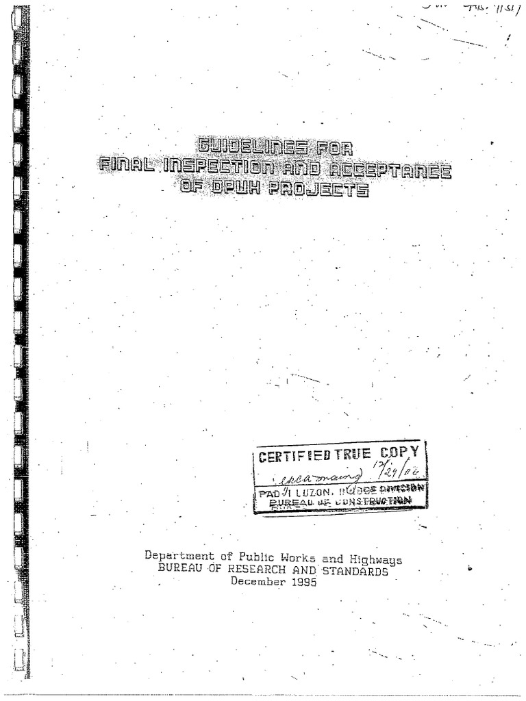 Guidelines For Final Inspection and Acceptance of DPWH Projects | PDF