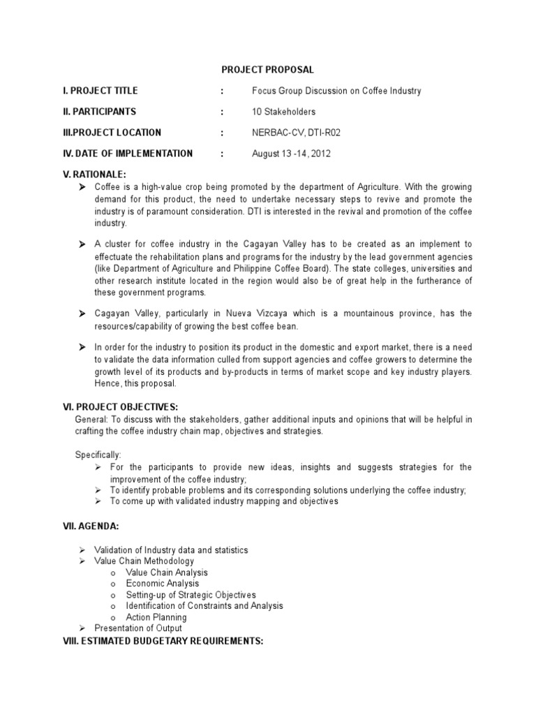 Project Proposal For FGD FINAL | PDF | Coffee | Agriculture